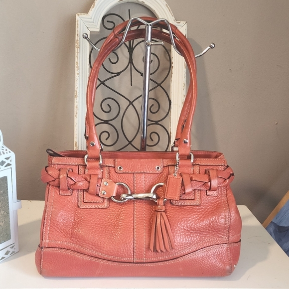 Coach | Bags | Copy Vintage Coach Hamptons Coral Leather Handbag With ...